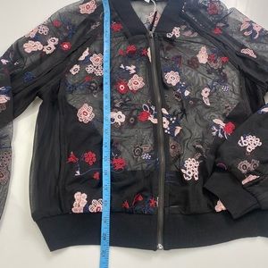 Lucy Paris | Jackets & Coats | Lucy Paris Sheer Red And Black Flower ...